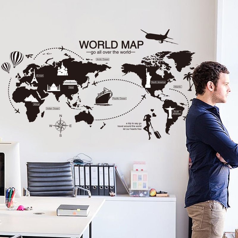 Travel World Map Wall Decor Sticker - Travelular