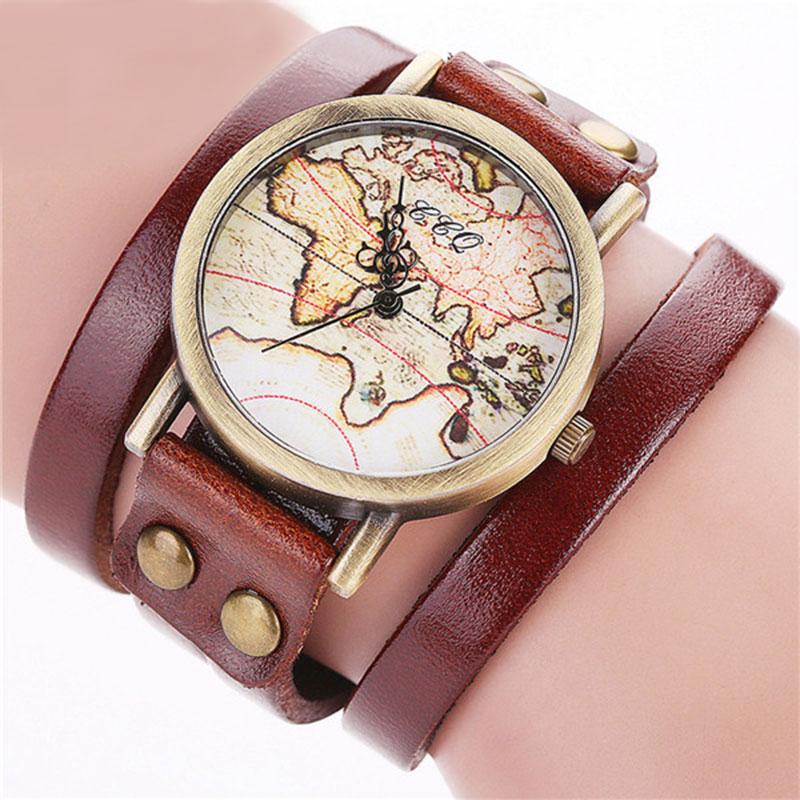 Men's Vintage World Map Watch - Travelular