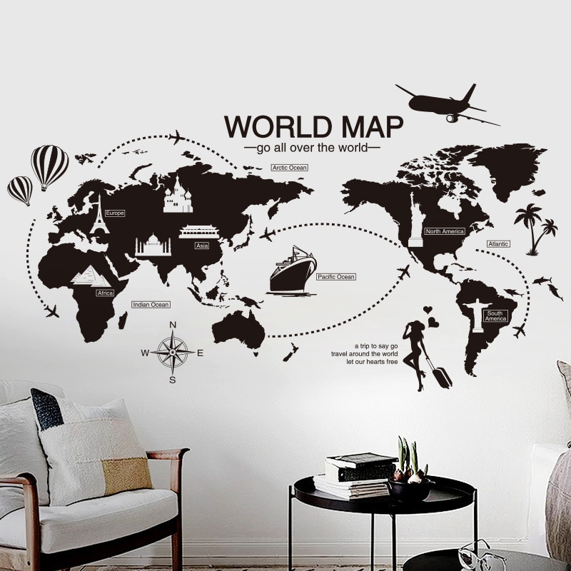 Travel World Map Wall Decor Sticker - Travelular